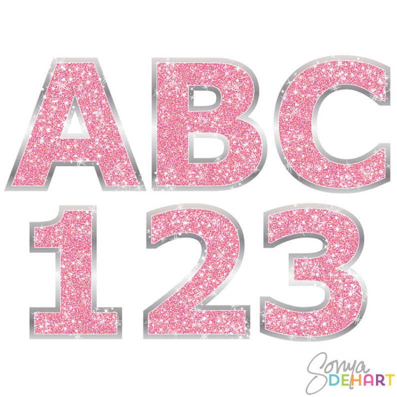 Alfabeto brillo rosa / imágenes prediseñadas letras del | Etsy