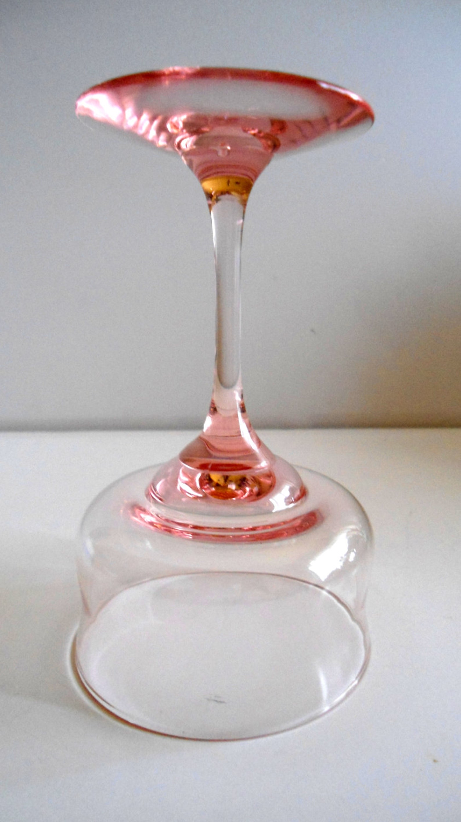 Vintage Art Deco 4 Pink Wine Glasses Depression Glass Etsy