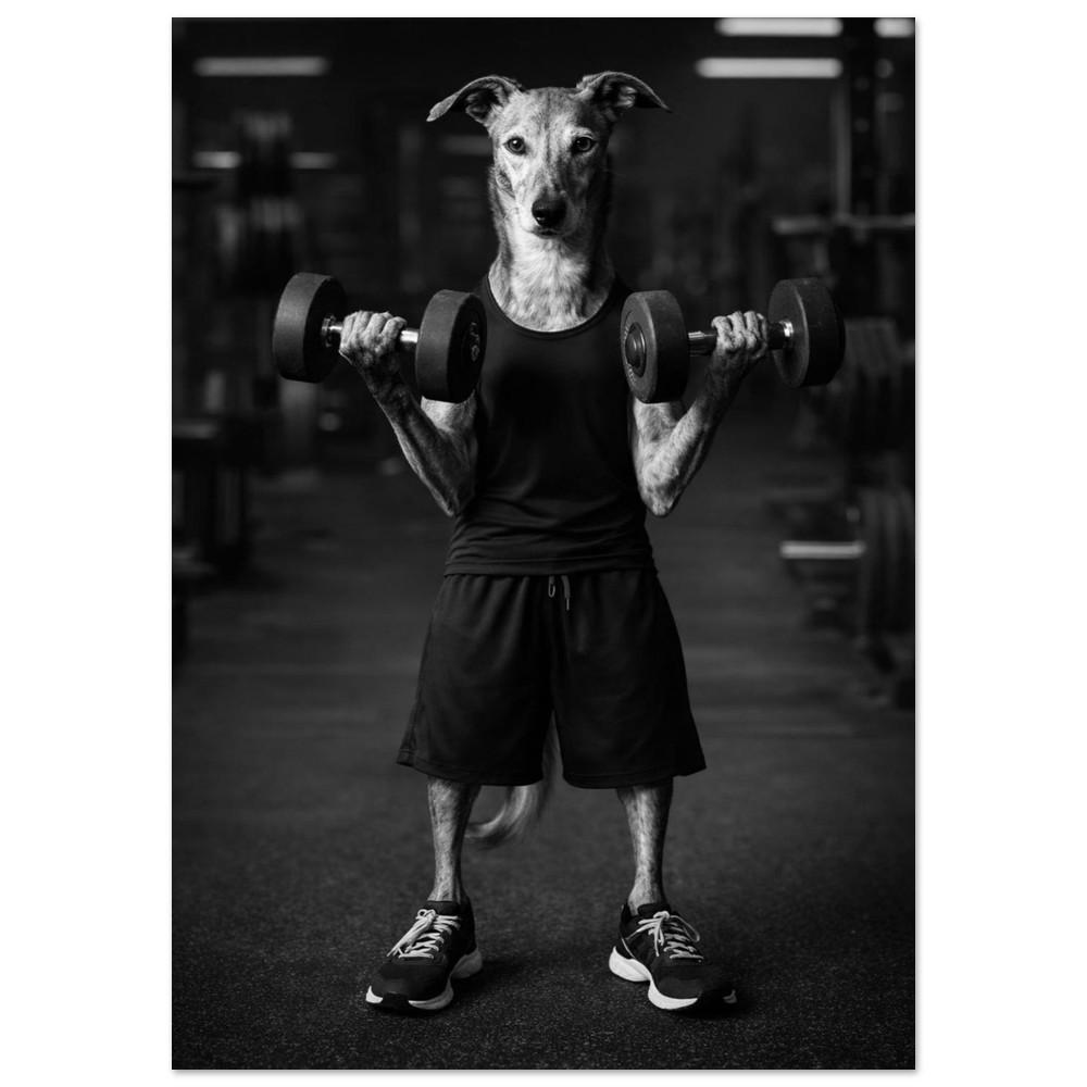 Funny Lurcher Print | Lurcher at the Gym | Funny Animal Print | Gym ...