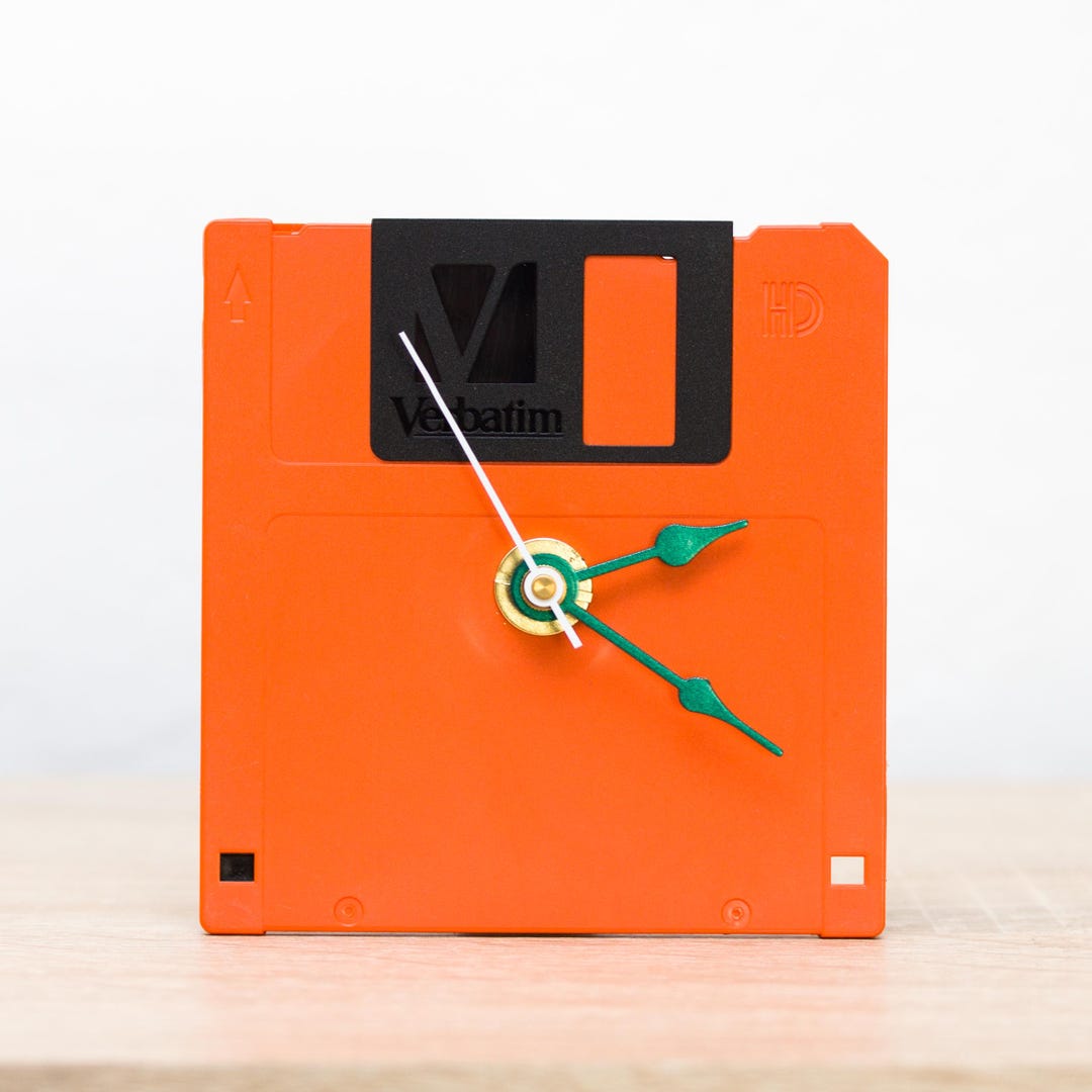 Bright Orange Recycled Floppy Disk Desk Clock, Ready to Ship - Etsy