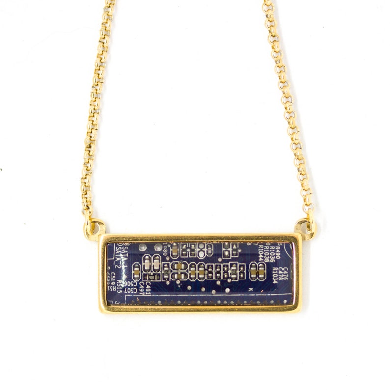 REAL Circuit Board Necklace Small Rectangle Gift for - Etsy