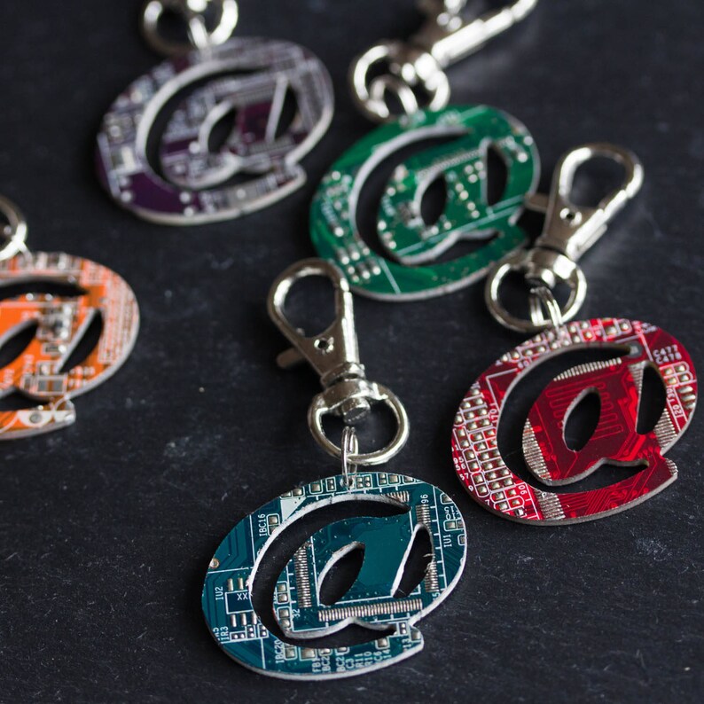 At Symbol Keychain Recycled Circuit Board Keychain Bag Tag - Etsy