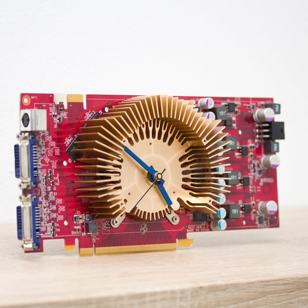 Desk Clock Made With Red Graphics Card - Etsy