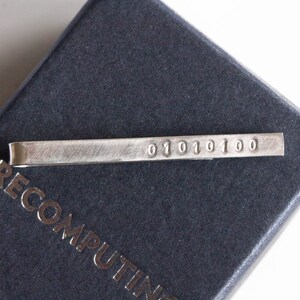 Silver Tie Slide With Binary Initial, Personalized Tie Bar, Sterling ...