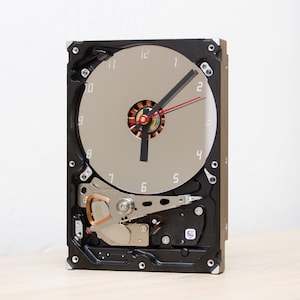 Desk Clock Made With Recycled Computer Hard Drive, HDD Clock, Gift for ...