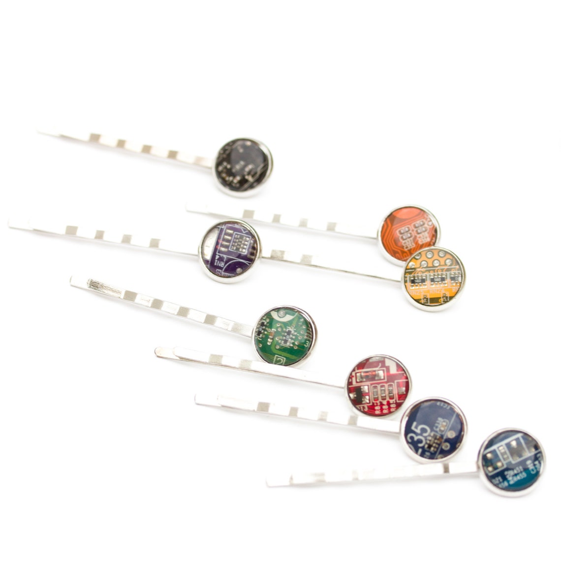 Geeky Hair Pin, 2pcs - Recycled Circuit Board Bobby Pin for Techie Girl ...