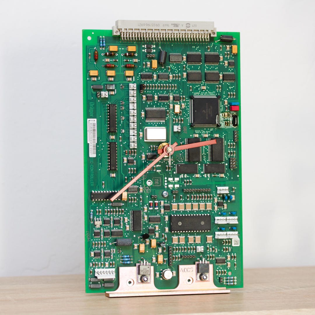 Desk Clock - Recycled Circuit Board Clock, Computer Geek Gift, Shelf ...