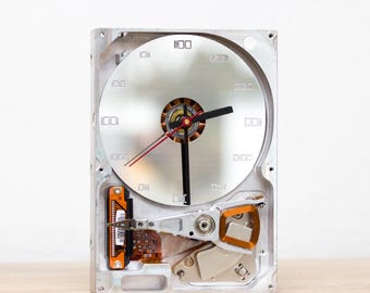 Desk Clock - Recycled Computer Hard Drive Clock, HDD Clock, Gift for ...