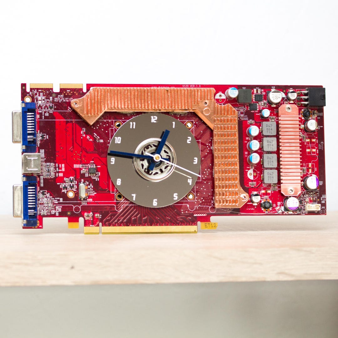 Desk Clock Made With Red Graphics Card - Etsy