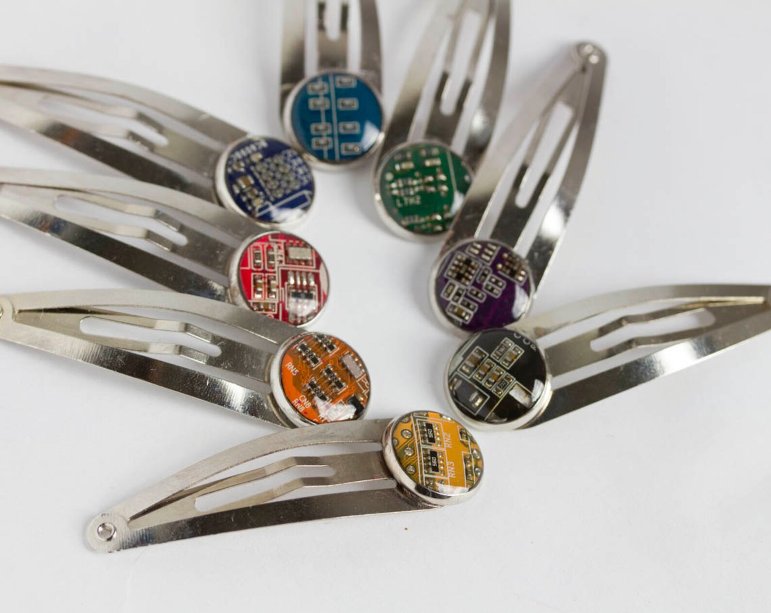 Geeky hair clip 2 pcs recycled circuit board bobby pin | Etsy