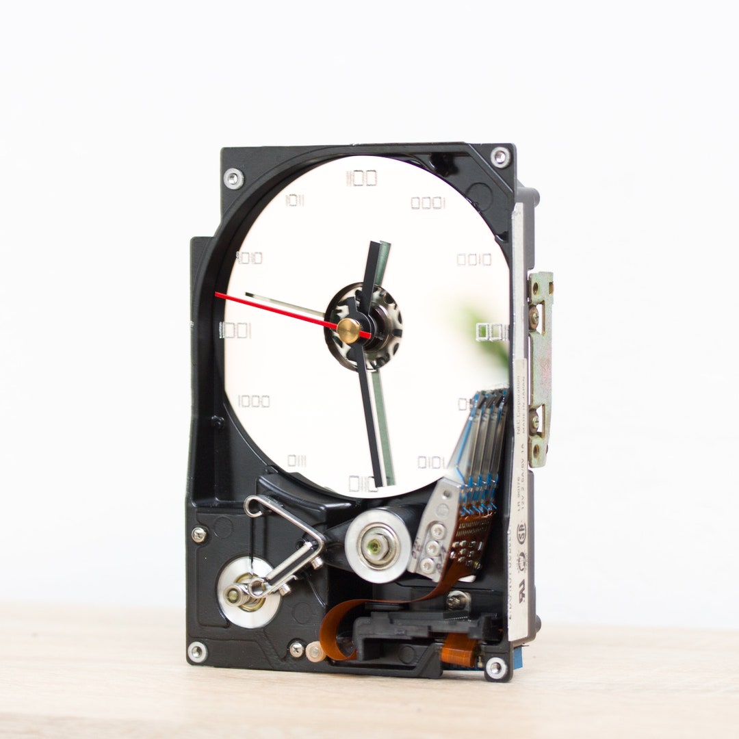 Desk Clock Made With Recycled Computer Hard Drive, HDD Clock, Gift for ...
