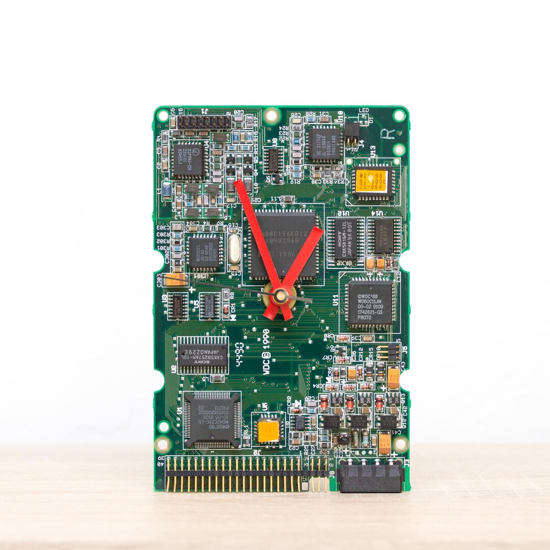 Desk Clock - Recycled Sound Card Clock, Computer Geek Gift, Green ...