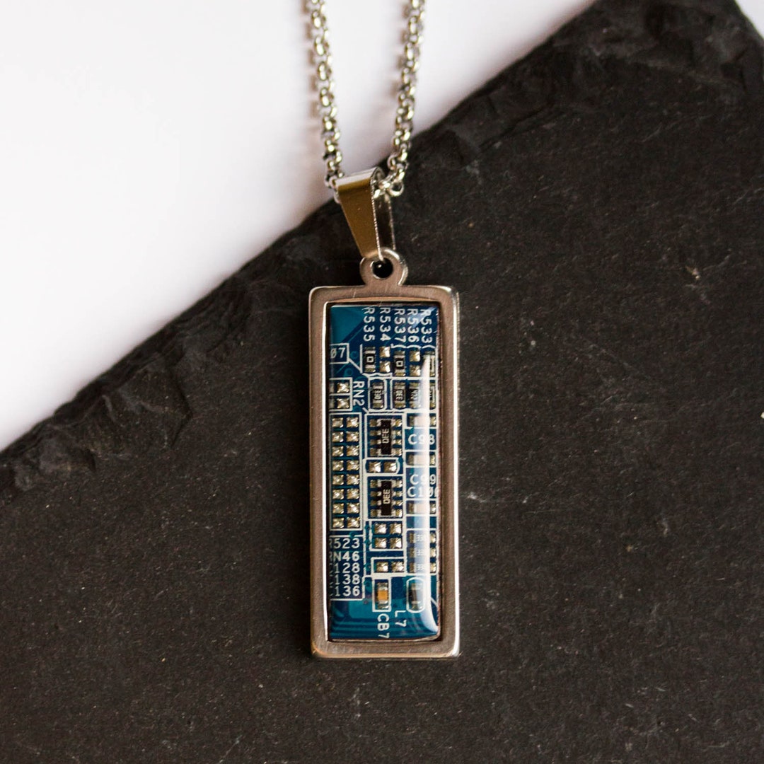 REAL Circuit Board Necklace, Small Rectangle, Gift for Computer Nerd ...