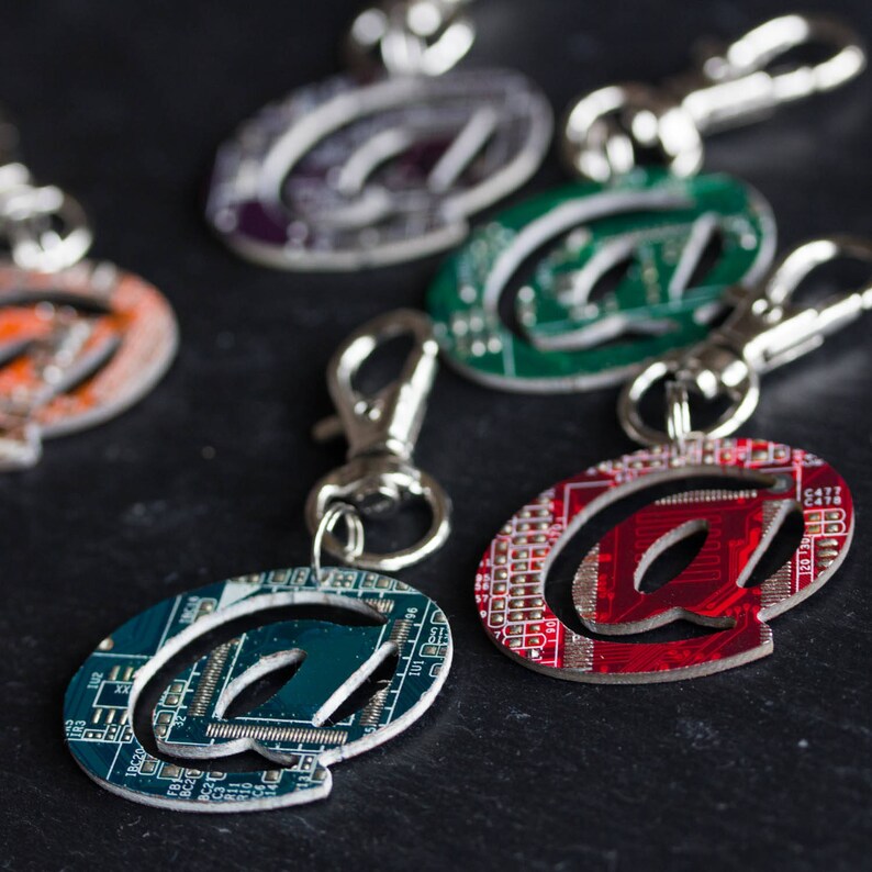 At Symbol Keychain Recycled Circuit Board Keychain Bag Tag | Etsy