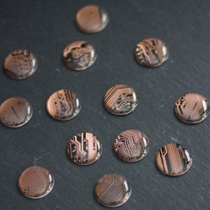 Unique Circuit Board Pin, 18mm Silver, Recycled Computer, Gift for ...