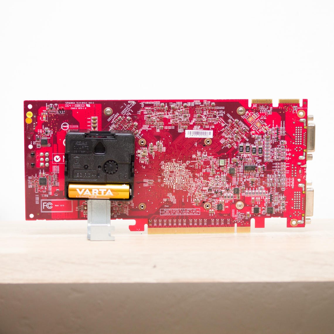 Desk Clock - Unique Office Clock, Recycled Graphics Card Clock - Red ...