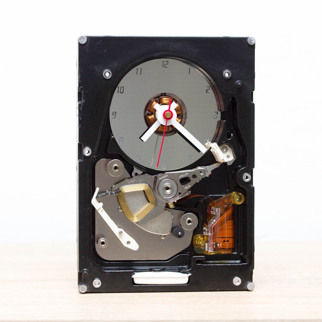 Desk Clock - Recycled Computer Hard Drive Clock - HDD Clock - Gift for ...