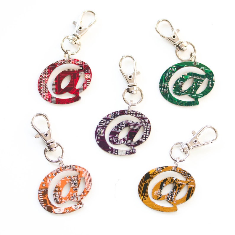 At Symbol Keychain Recycled Circuit Board Keychain Bag Tag - Etsy