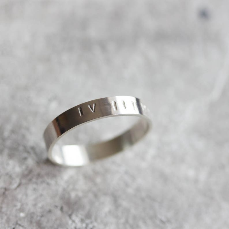 Custom Roman Numeral Ring - Hand Stamped Sterling Silver Ring - Etsy