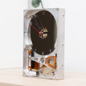 Desk Clock Made With Recycled Computer Hard Drive, HDD Clock, Gift for ...