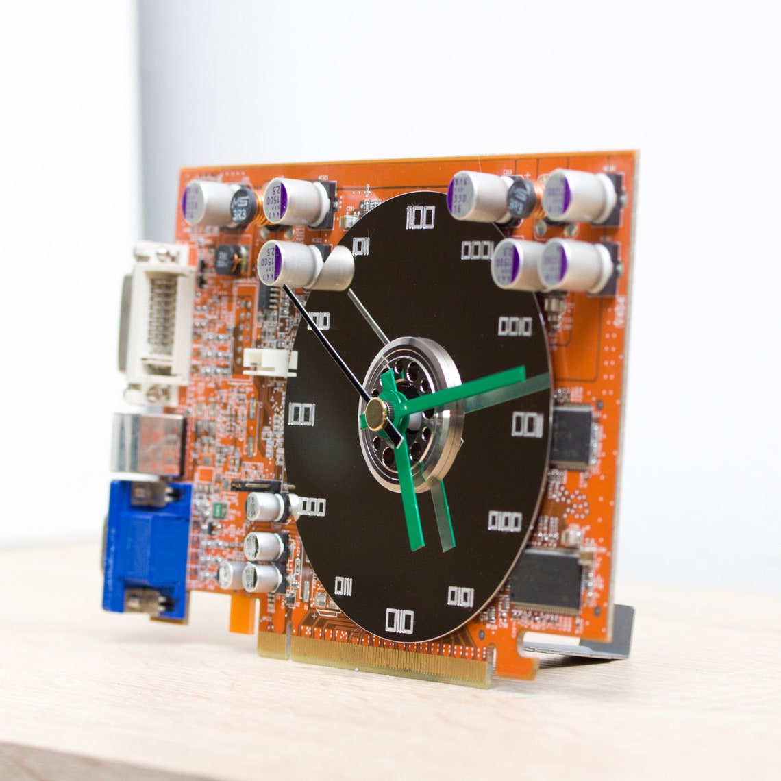 Desk Clock - Unique Clock Made With an Old Orange Graphics Card - Etsy