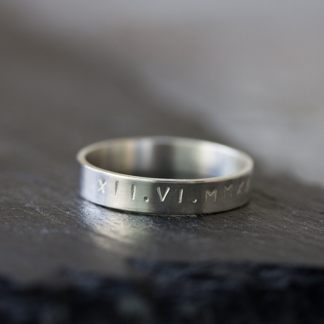 Custom Roman Numeral Ring - Hand Stamped Sterling Silver Ring - Etsy