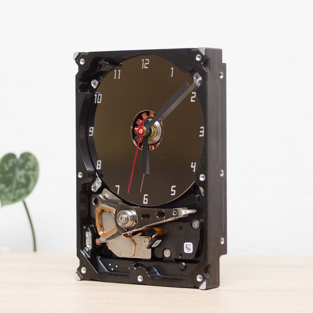Desk Clock Made With Recycled Computer Hard Drive, HDD Clock, Gift for ...