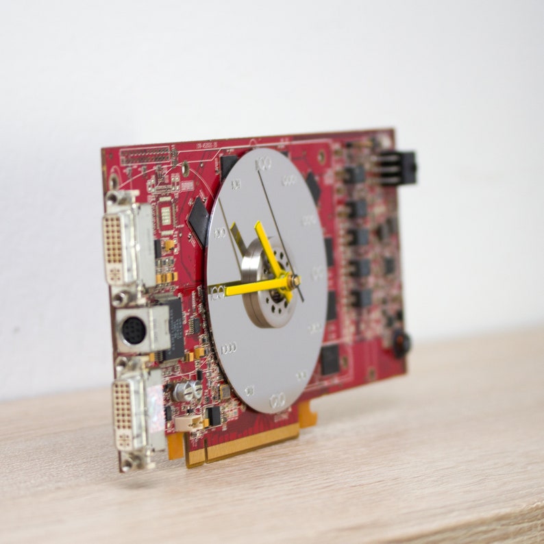 Desk Clock Made With Red Graphics Card - Etsy