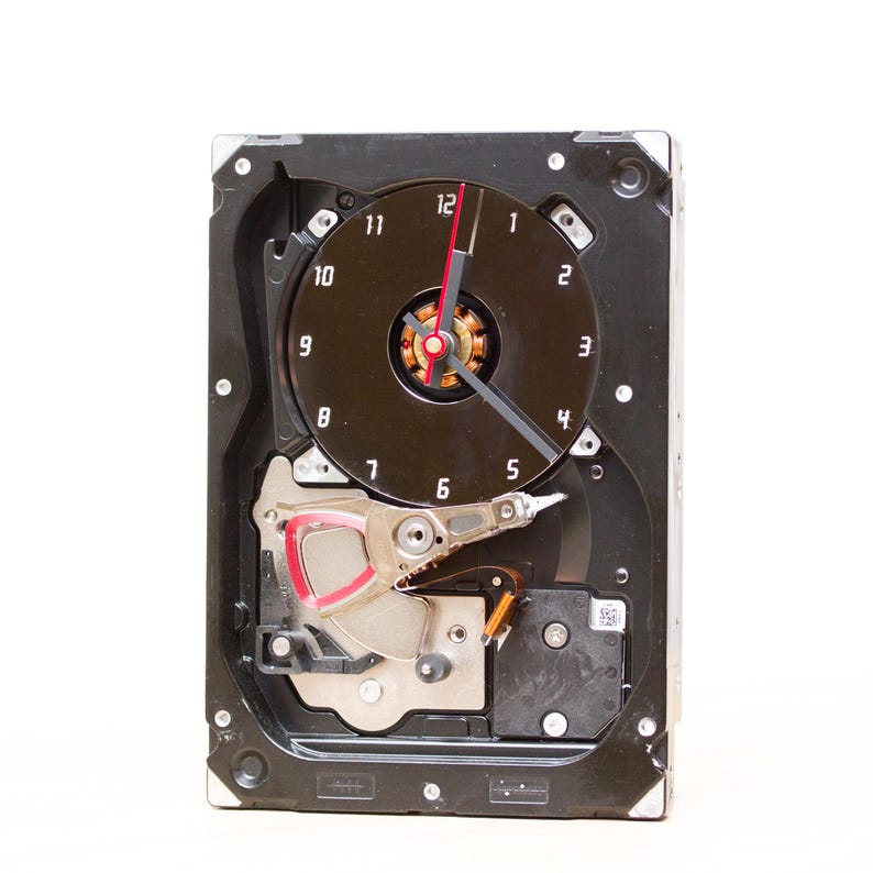 Desk Clock Made With Recycled Computer Hard Drive, HDD Clock, Gift for ...