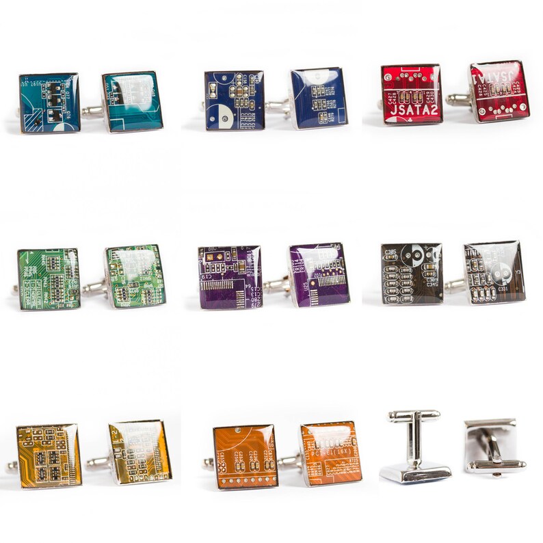 Circuit Board Cuff Links and Tie Clip - Computer Accessories Set ...