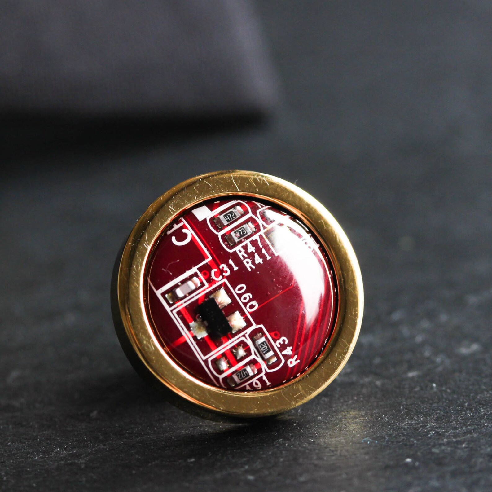 Round Circuit Board Pin Golden Pin Unique Techie Inspired - Etsy