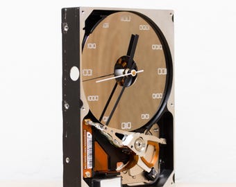 Desk Clock - Recycled Computer Hard Drive Clock, HDD Clock, Gift for ...