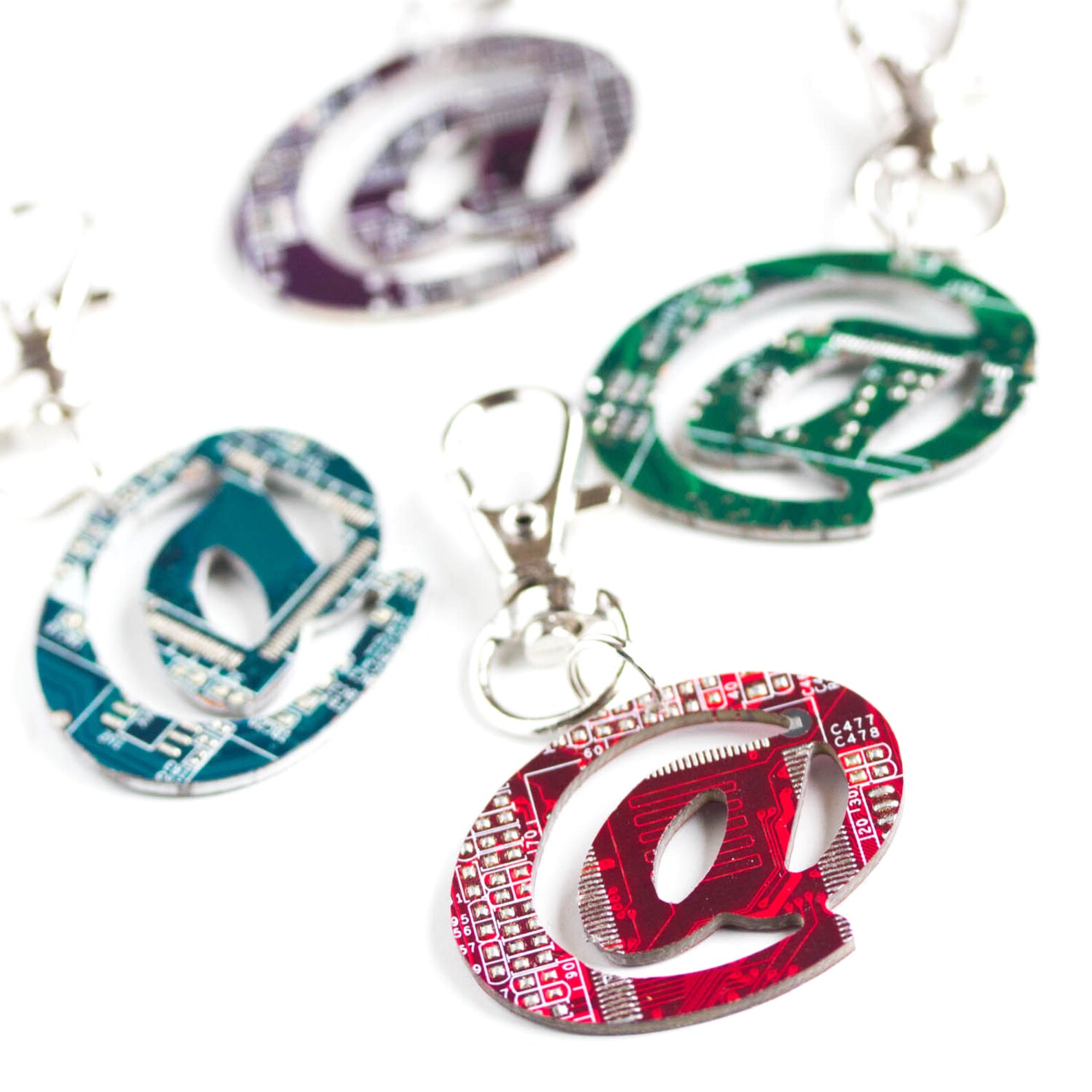 At Symbol Keychain, Recycled Circuit Board Keychain, Bag Tag, Unique ...