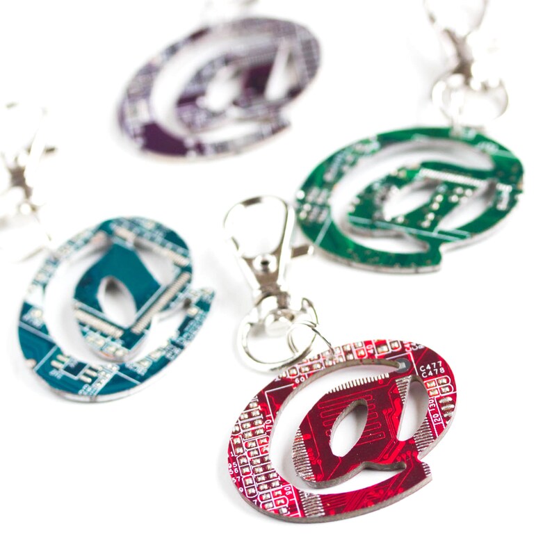 At Symbol Keychain Recycled Circuit Board Keychain Bag Tag - Etsy