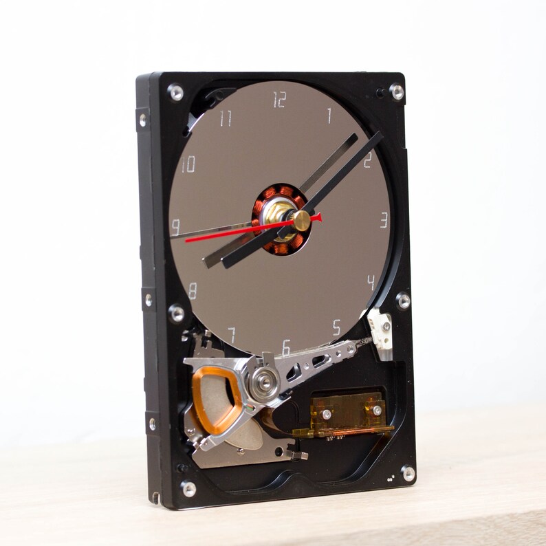 Desk clock made with recycled Computer hard drive clock HDD | Etsy