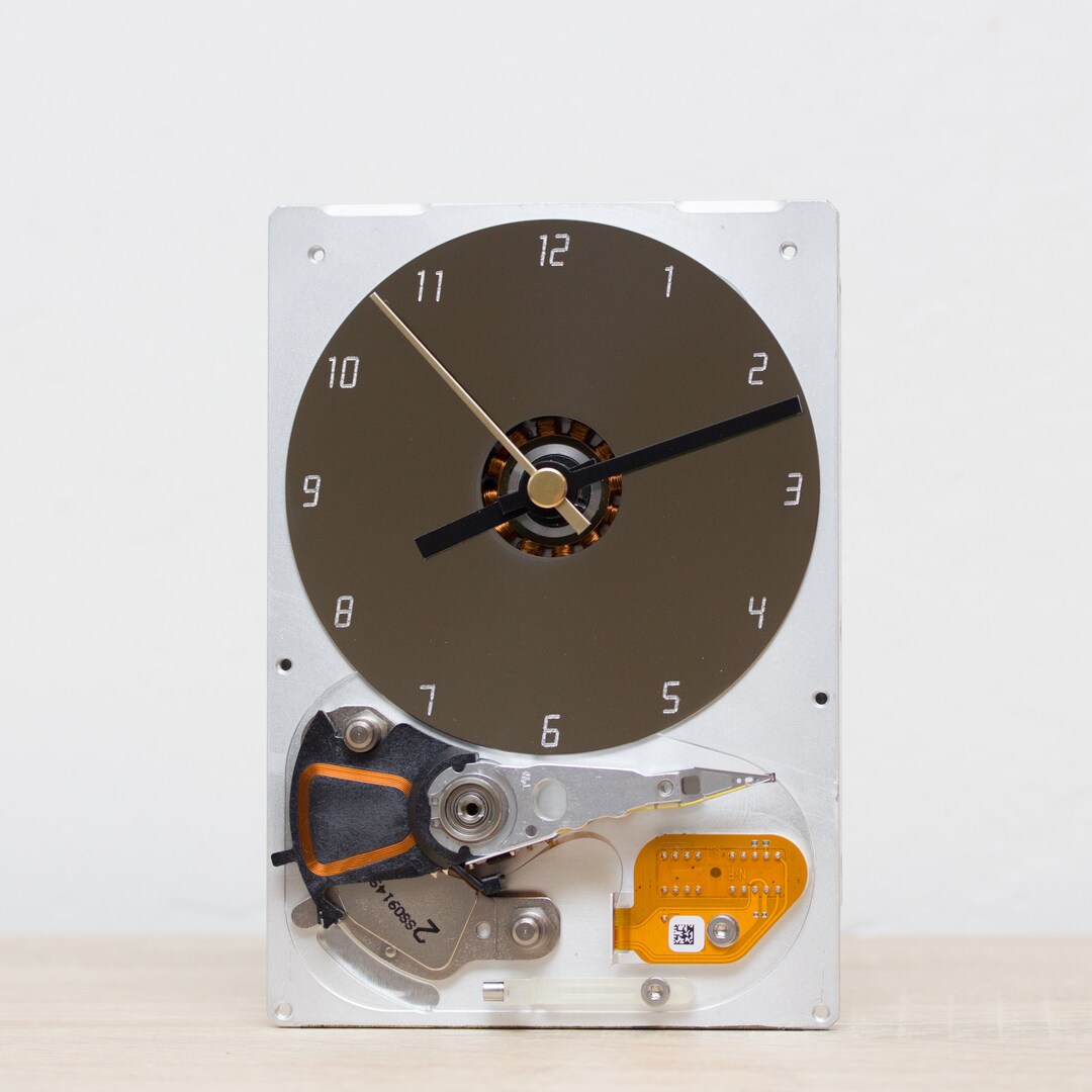Desk Clock - Recycled Computer Hard Drive Clock, HDD Clock, Gift for ...