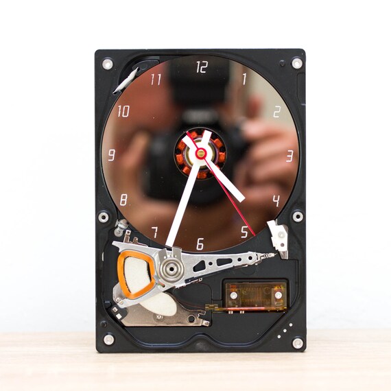 Desk clock made with recycled Computer hard drive clock HDD | Etsy