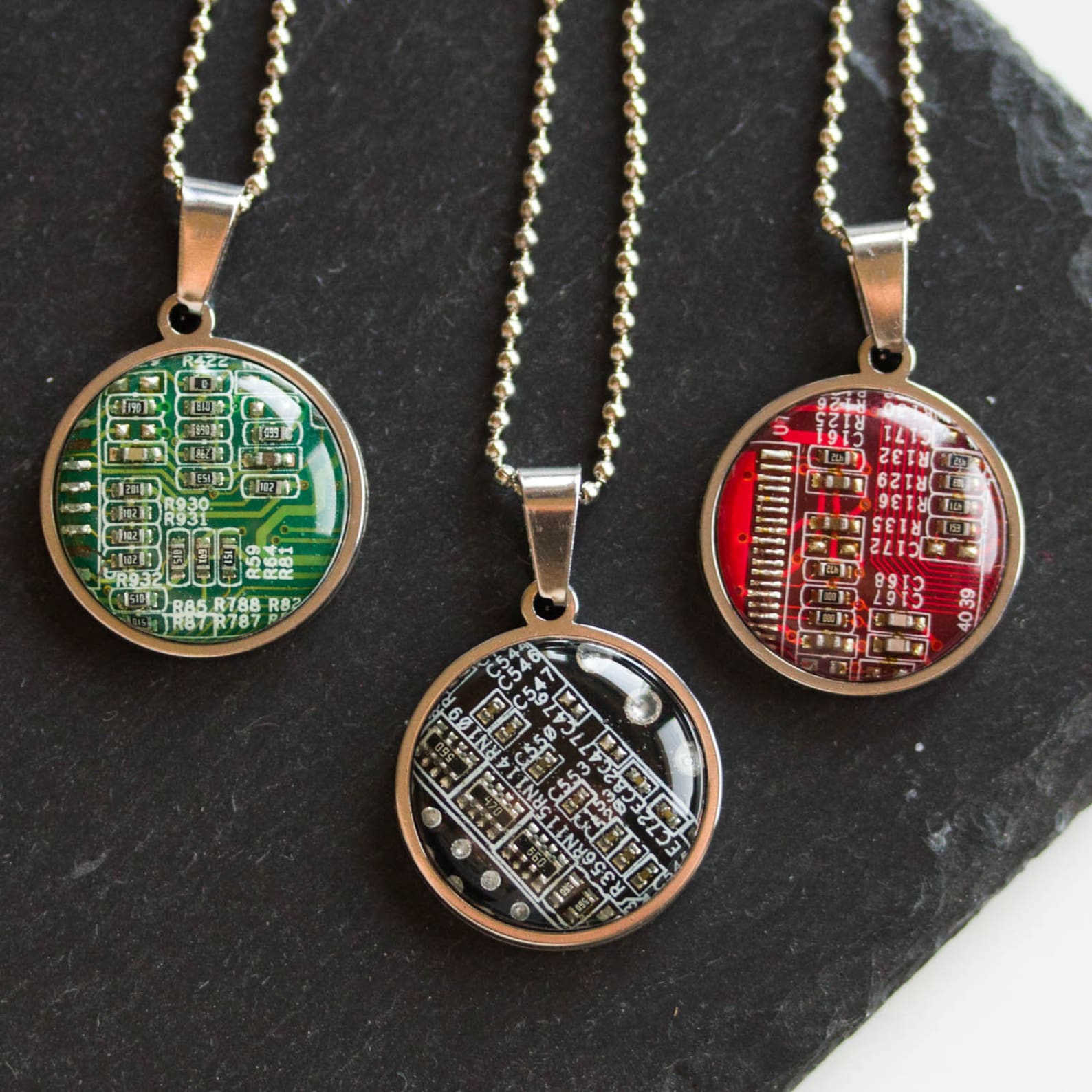 REAL Circuit Board Necklace, 18mm Round, Gift for Computer Nerd ...