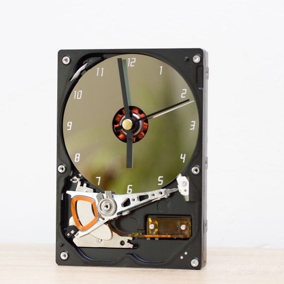 Desk Clock Made With Recycled Computer Hard Drive Clock HDD - Etsy
