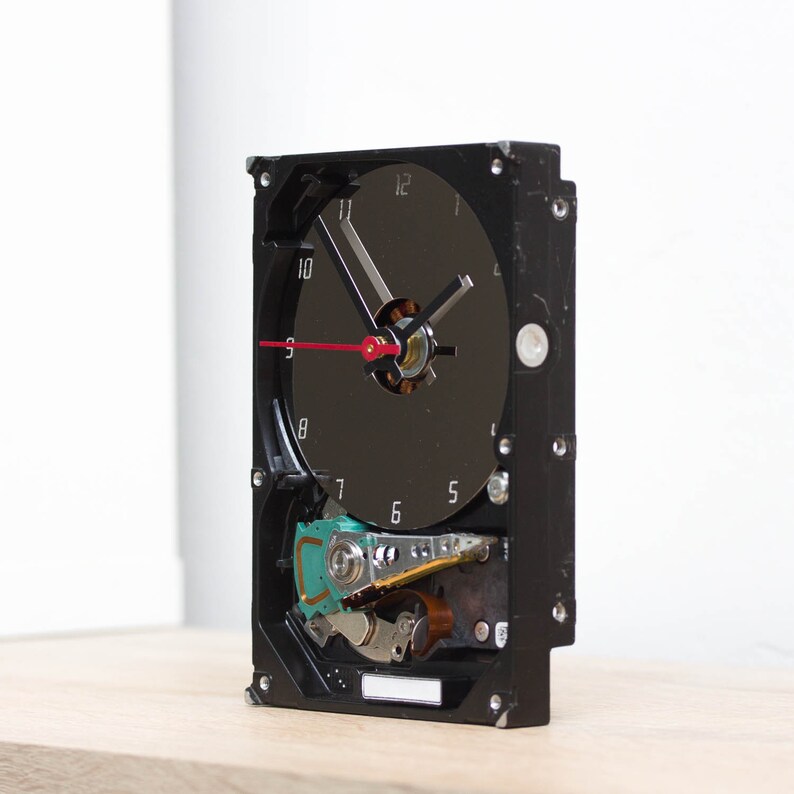 Desk clock made of a recycled Computer hard drive HDD clock | Etsy
