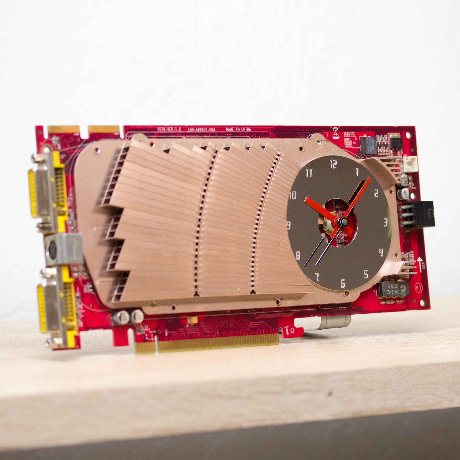 Desk Clock - Unique Office Clock, Recycled Graphics Card Clock - Red ...