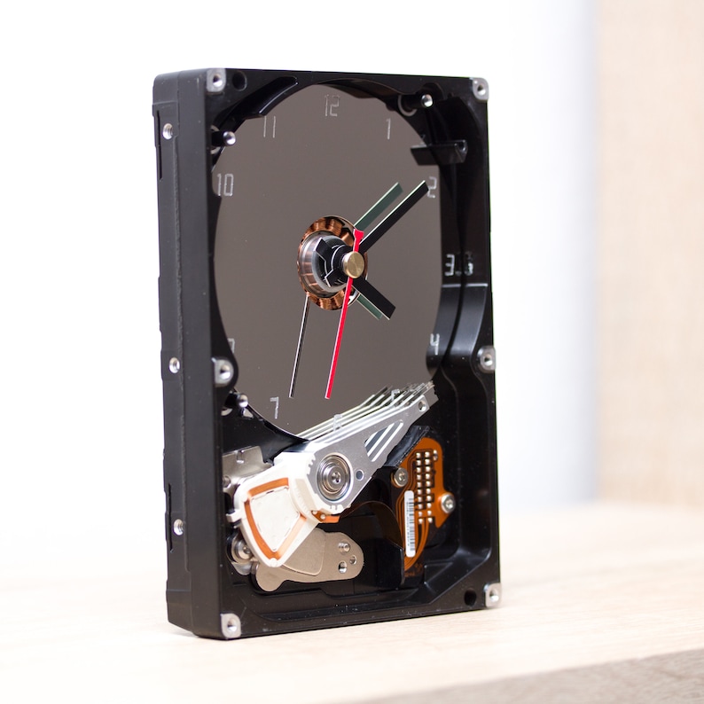 Desk Clock Made With Recycled Computer Hard Drive Clock HDD | Etsy