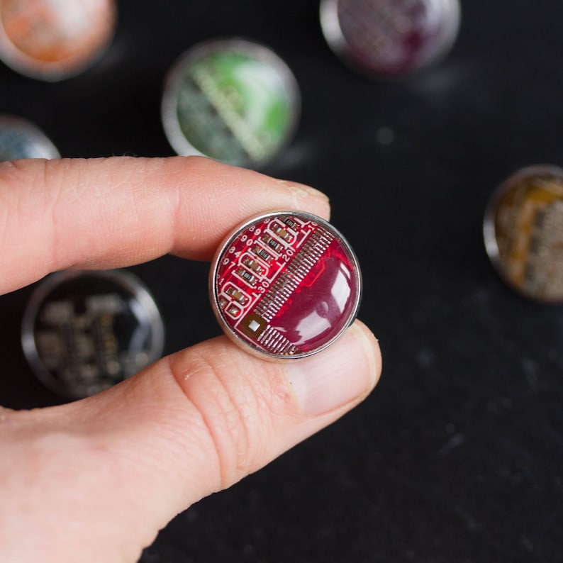 Unique Circuit Board Pin 18mm Silver Recycled Computer Gift - Etsy