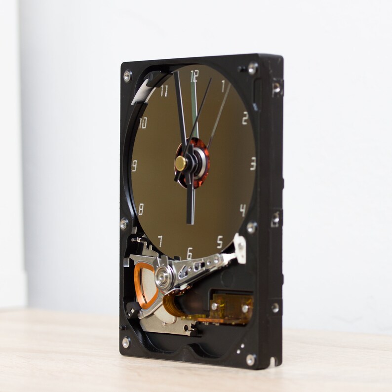 Desk Clock Made With Recycled Computer Hard Drive Clock HDD - Etsy