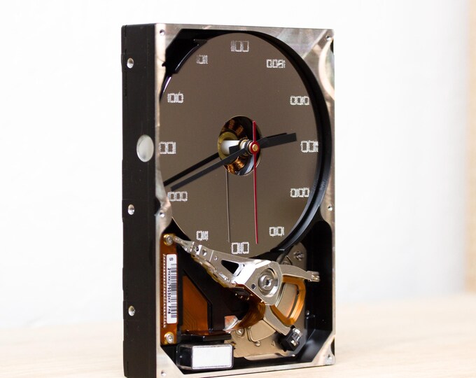 Desk Clock - Recycled Computer Hard Drive Clock, HDD Clock, Gift for ...