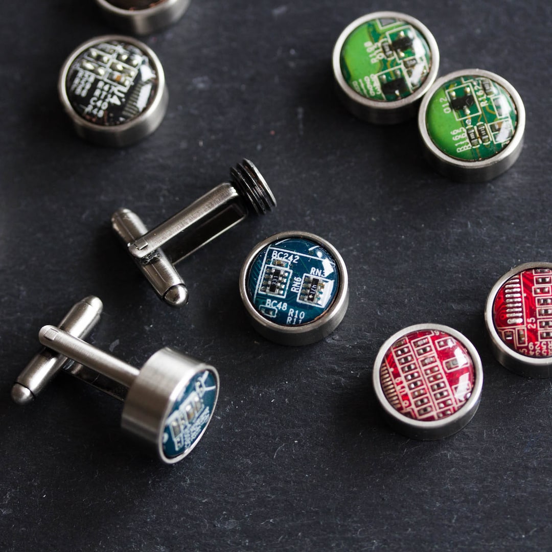 Cufflinks With Interchangeable Buttons, Recycled Circuit Board ...