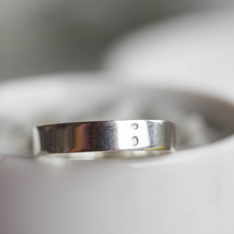 Semicolon Ring - Hand Stamped Sterling Silver Ring - Etsy