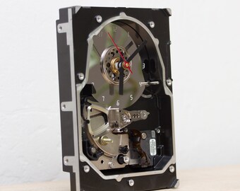 Desk Clock Recycled Computer Hard Drive Clock, HDD Clock, Gift for Dad ...