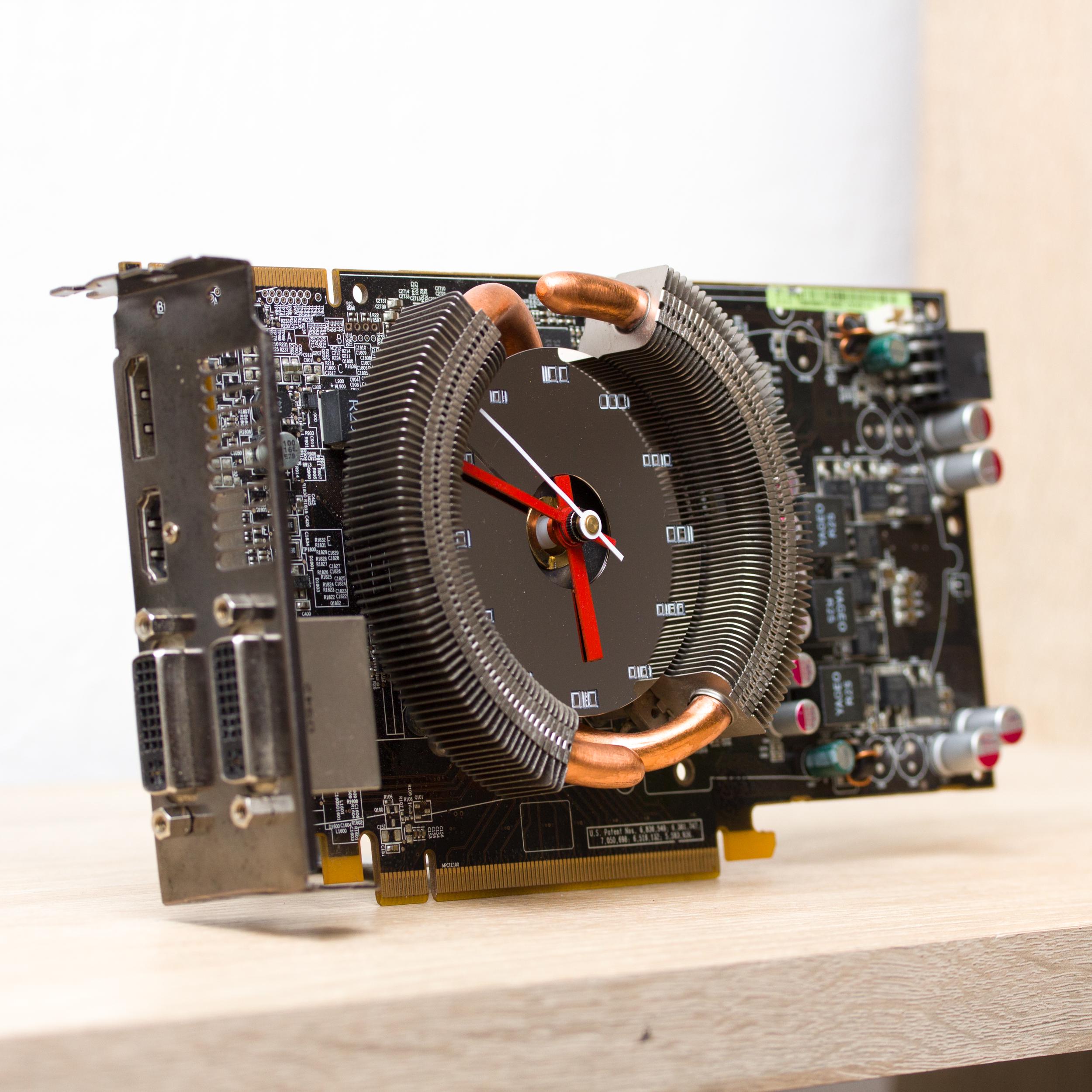 Desk Clock for Geeky Office - Recycled Black Graphics Card - Etsy