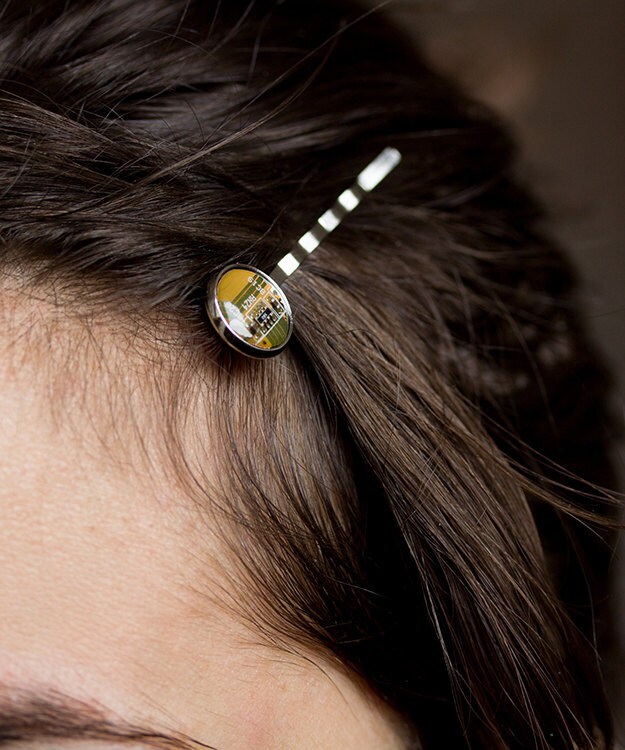 Geeky Hair Pin, 2pcs - Recycled Circuit Board Bobby Pin for Techie Girl ...
